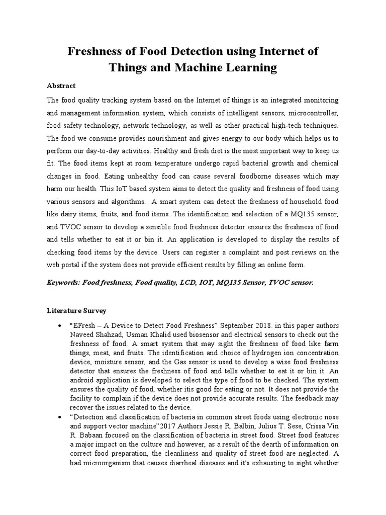 Freshness of Food | PDF | Sensor | Internet Of Things