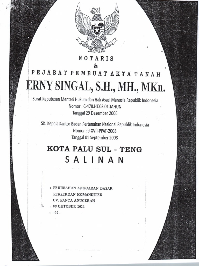 Akta Cv. Panca Anugrah | PDF