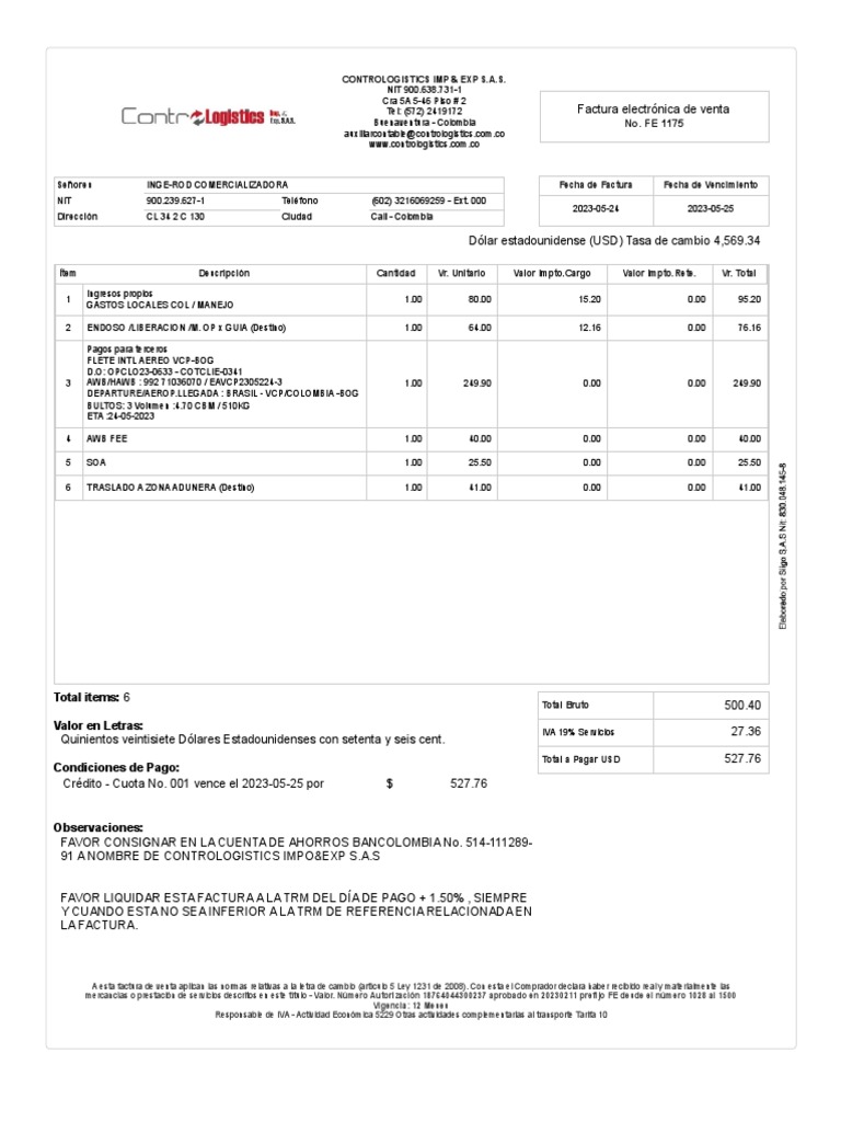 Factura Fletes Pdf