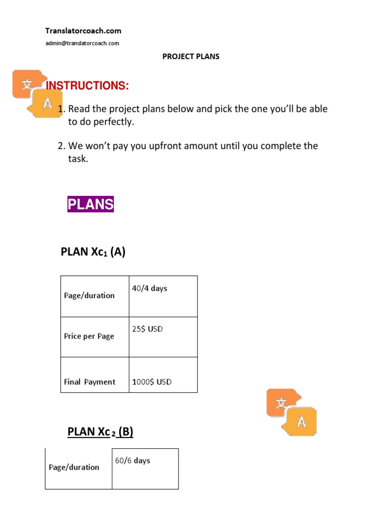 Project Plans for Translator Coaches | PDF