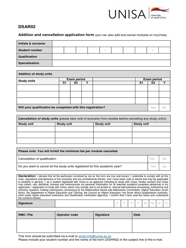 DSAR 02-Addition and Cancelaltion Application Form | PDF