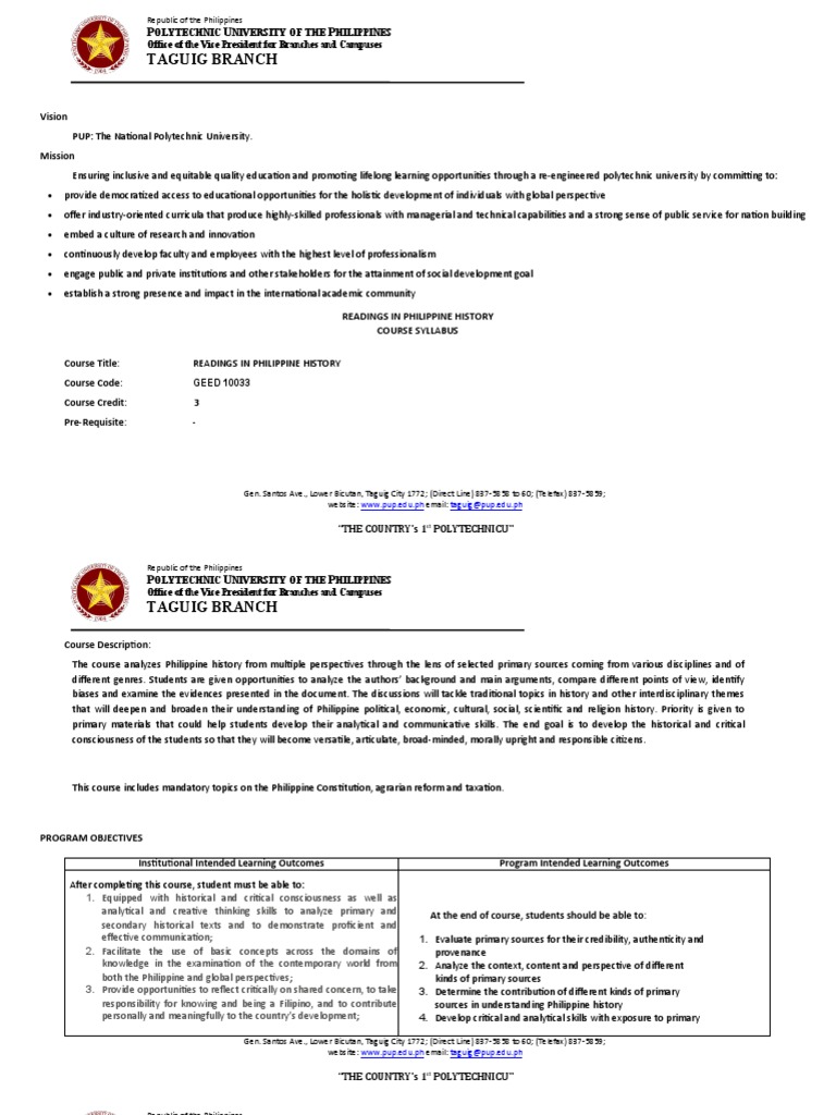 RIPH Syllabus With Vmgo | PDF | Philippines