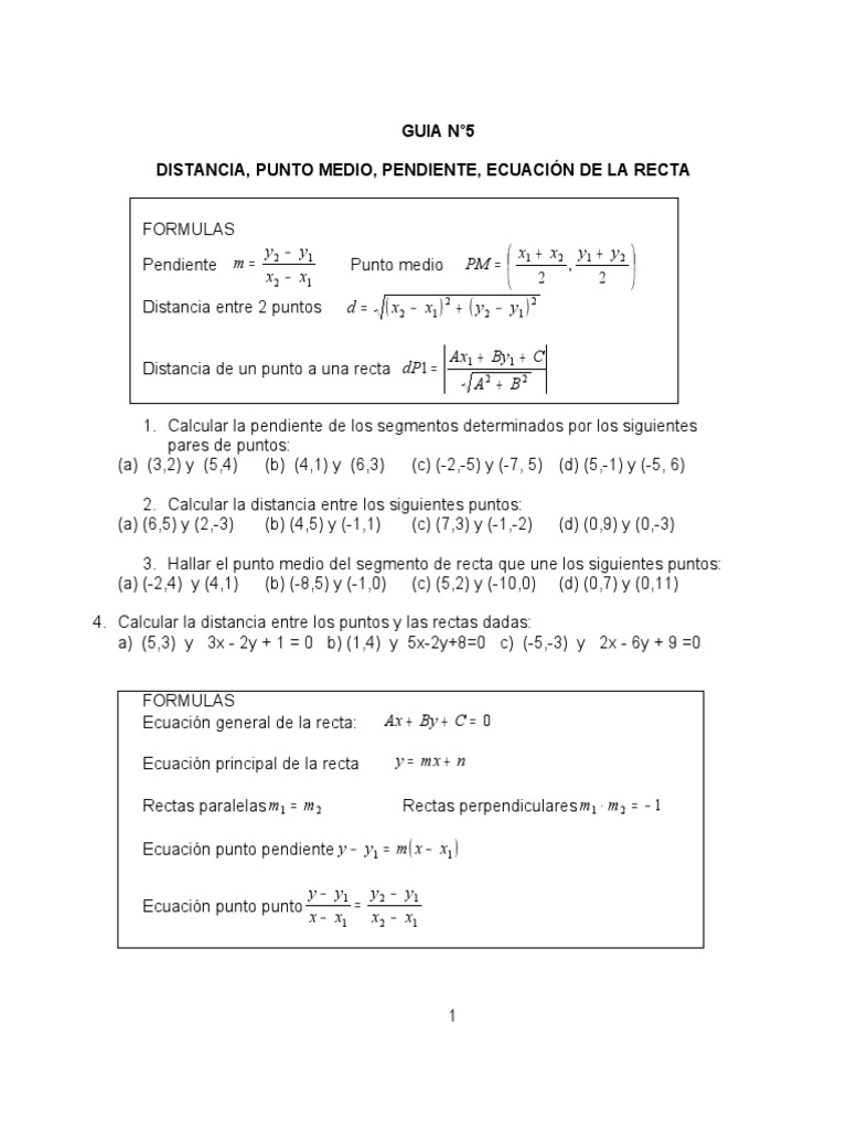 4.1 Ejercicios propuestos alternativas ecuación de la recta | PDF | Línea (geometría ...