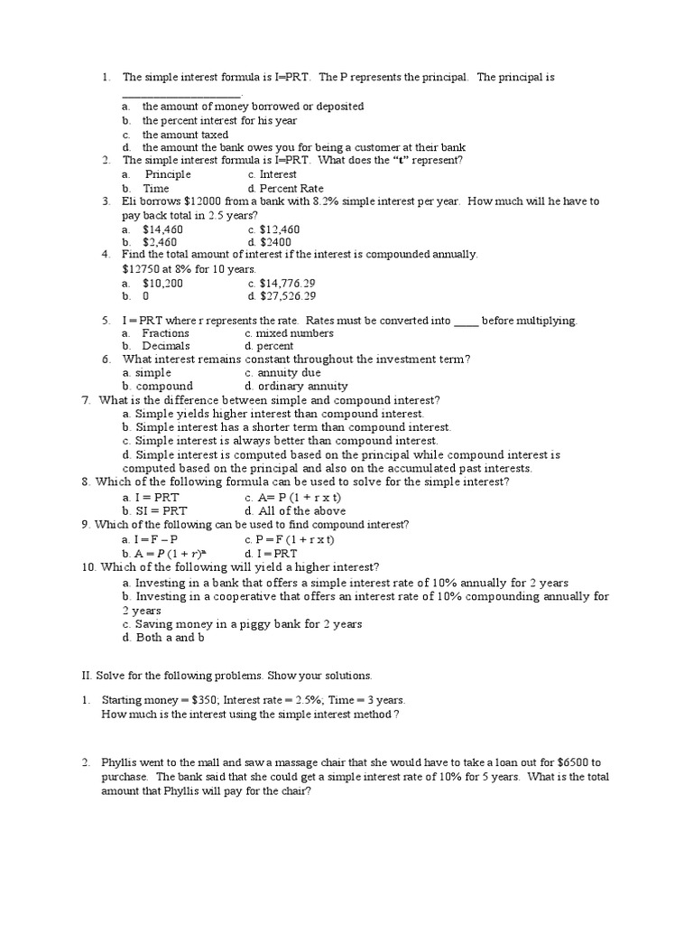 Gen Math Exam | PDF | Interest | Compound Interest