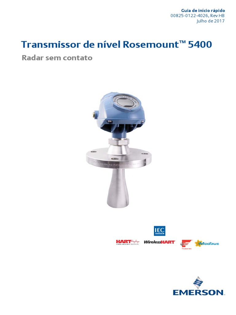 Guia de Início Rápido Rosemount 5400 Transmissor de Nível Radar Sem ...