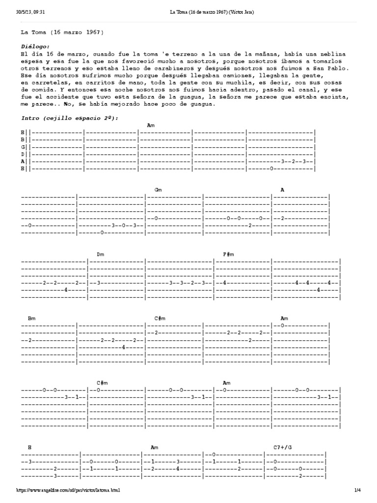 La Toma (16 de Marzo 1967) (Víctor Jara) | PDF