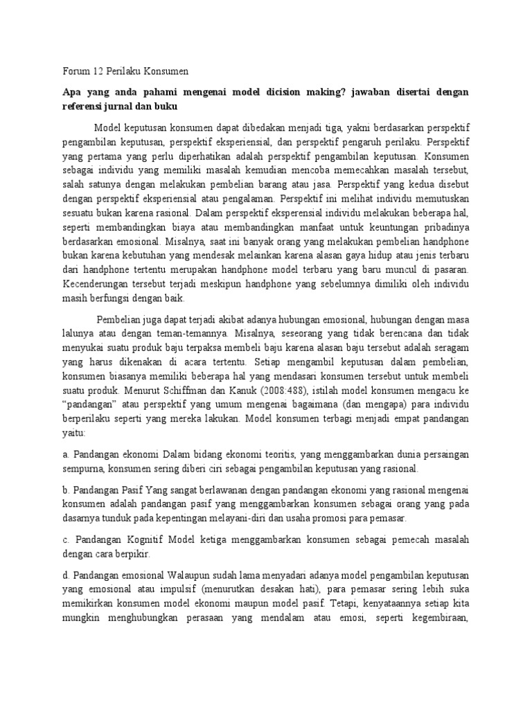Forum 12 Perilaku Konsumen | PDF | Karier & Perkembangan