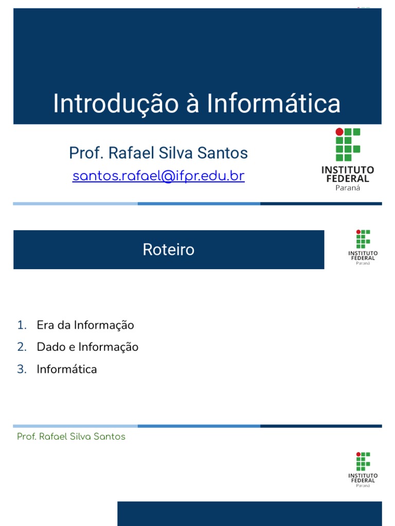 Introducao A Informatica Pdf Ciência Da Computação Informação