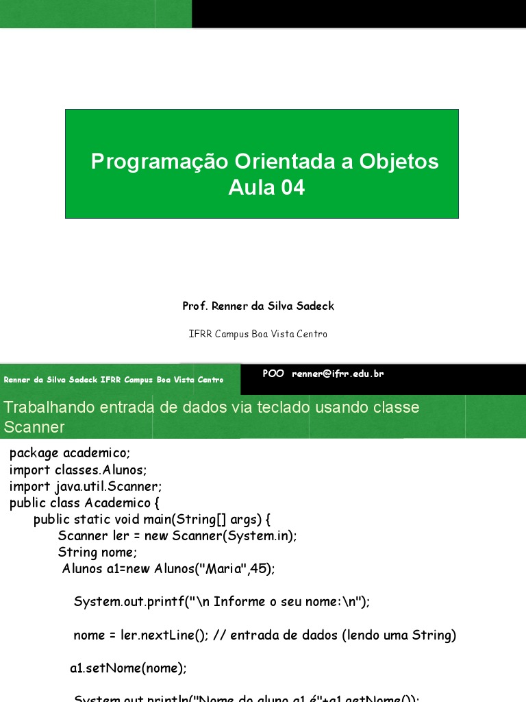 Poo Aula 04 2023 | PDF | Java (linguagem de programação) | Ciência da ...