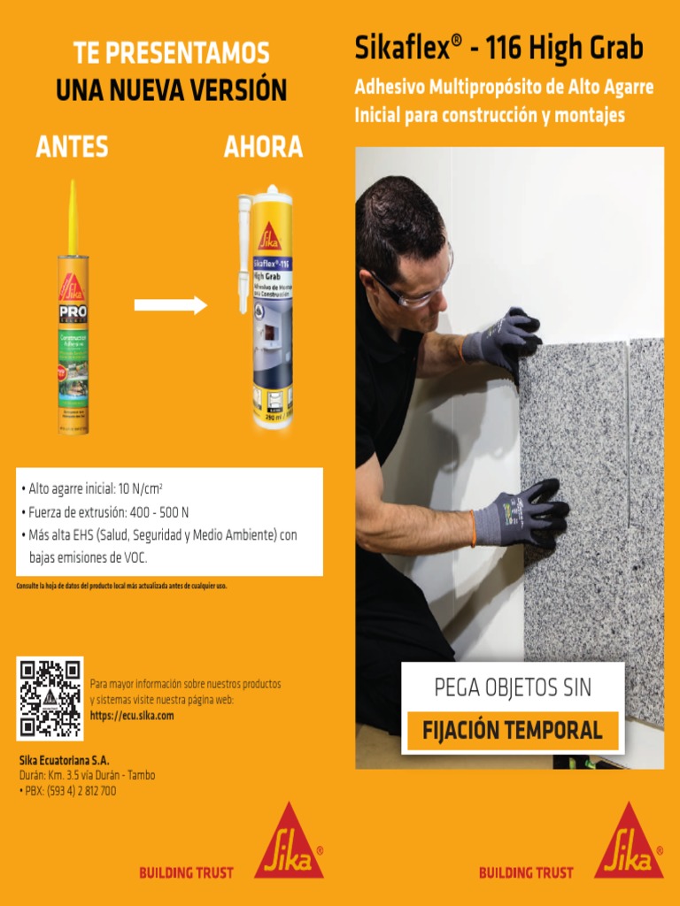 Díptico Sikaflex-116 High Grab_230524_161405 | PDF | Adhesivo | Materiales