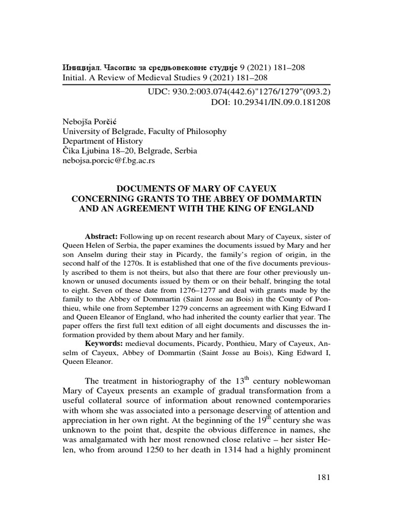 Documents of Mary of Cayeux Concerning G | PDF | Byzantine Empire