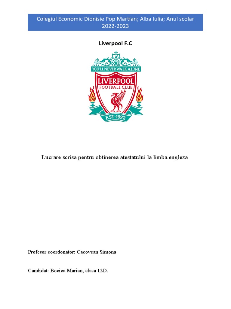 Atestat Engleza | PDF | Liverpool F.C. | Association Football