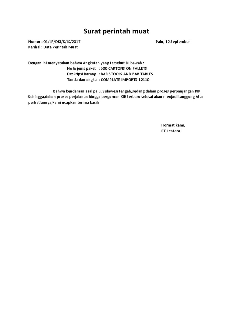 Surat Perintah Muat Alam_1 | PDF