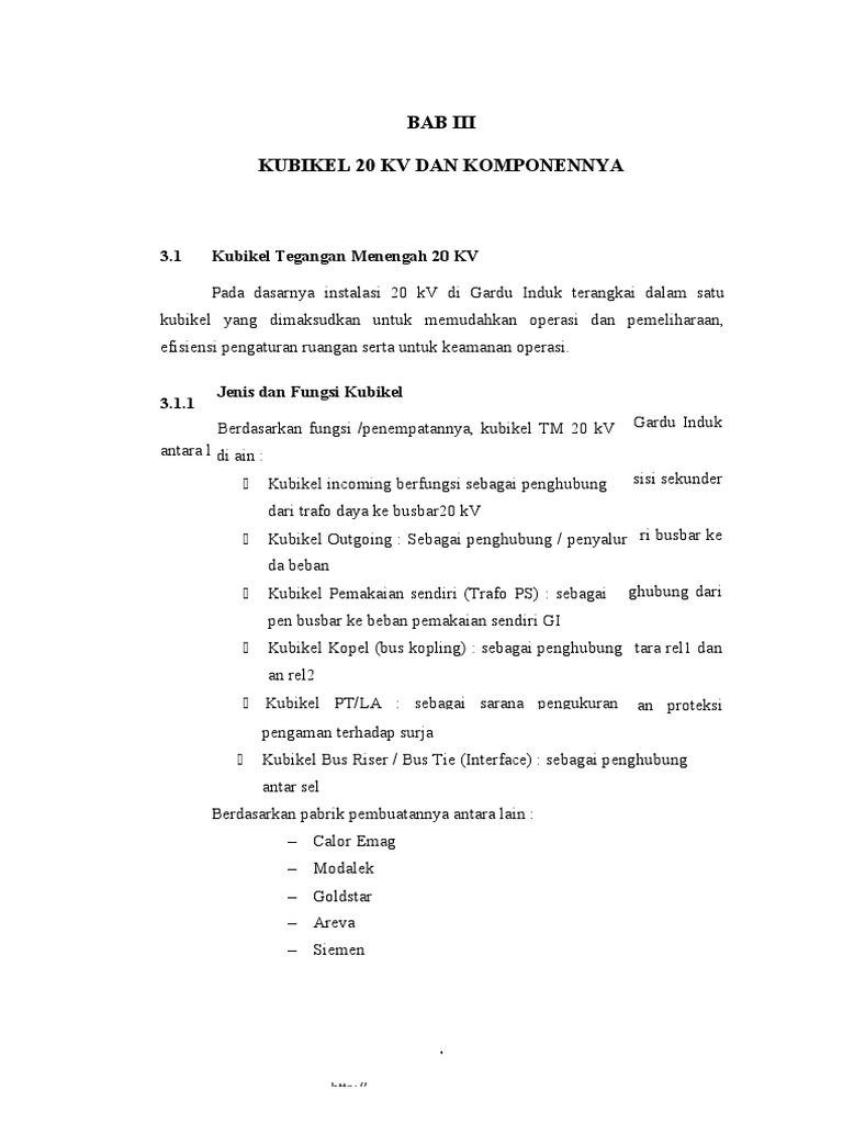 Jenis dan Fungsi Kubikel 20 kV | PDF | Teknologi & Rekayasa
