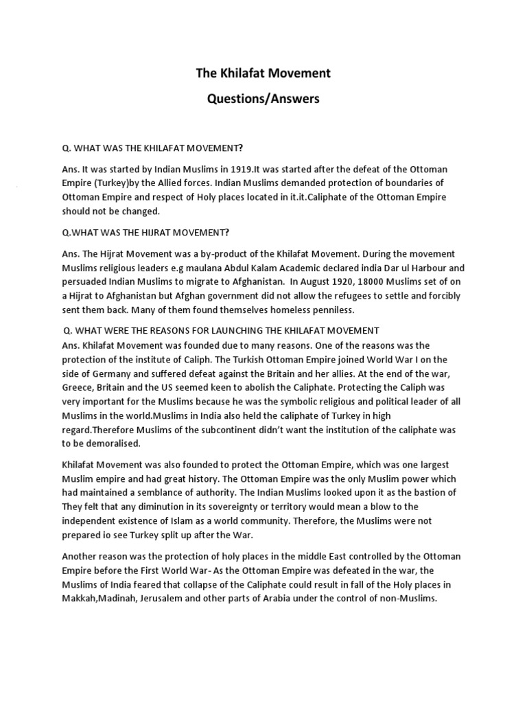 Khilafat Movement | PDF | Caliphate
