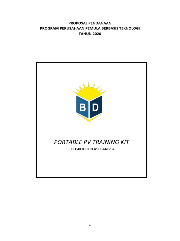 Proposal PPBT 2020-Portable PV Training Kit | PDF