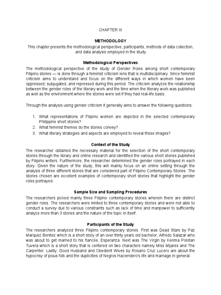 CHAPTER 3 Gender Roles in The Selected Contemporary Philippine Short ...