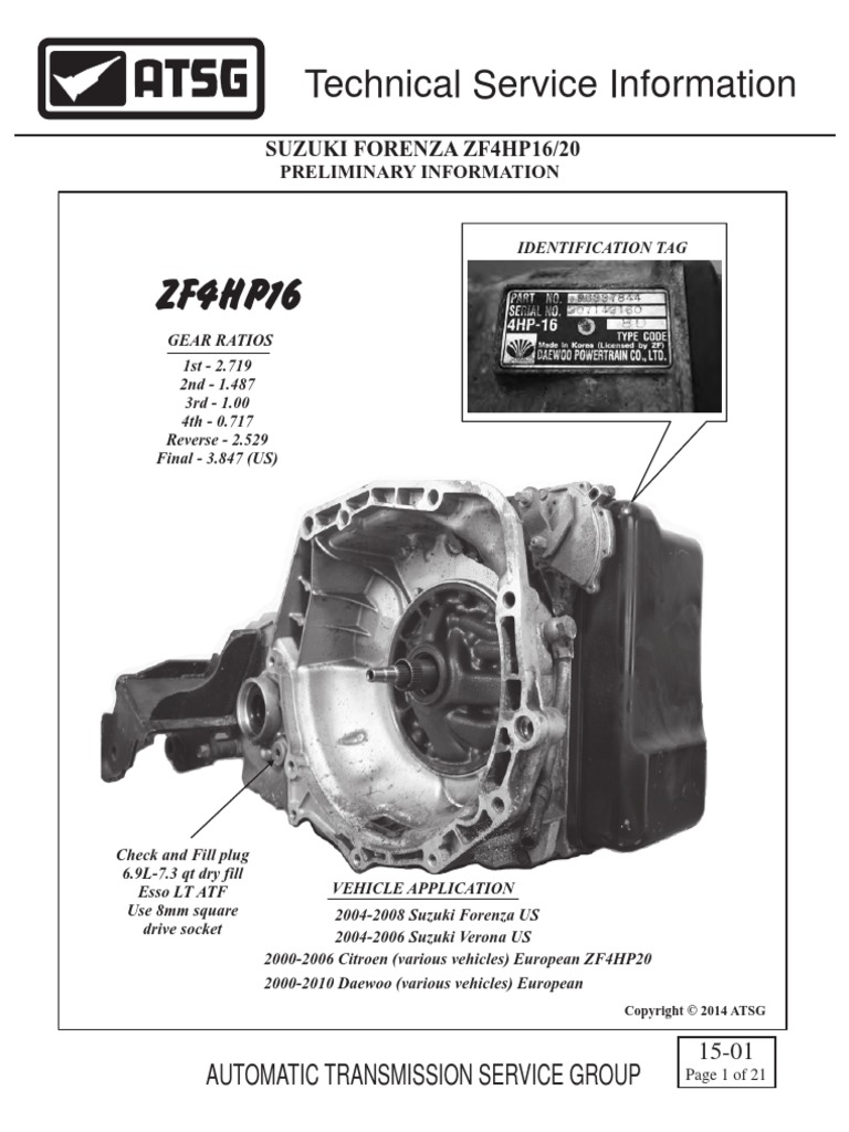 ZF4HP16 Transmisión Optra | Download Free PDF | Automatic Transmission ...