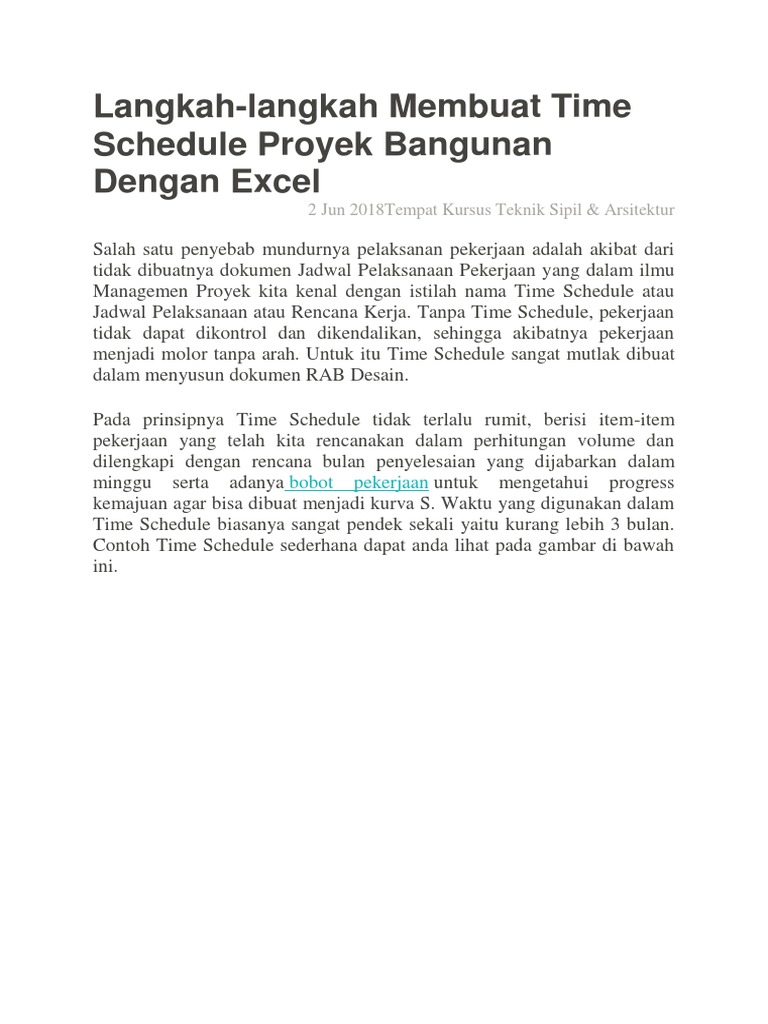 Cara Membuat Time Schedule Proyek Excel | PDF | Pengelolaan Keuangan & Uang
