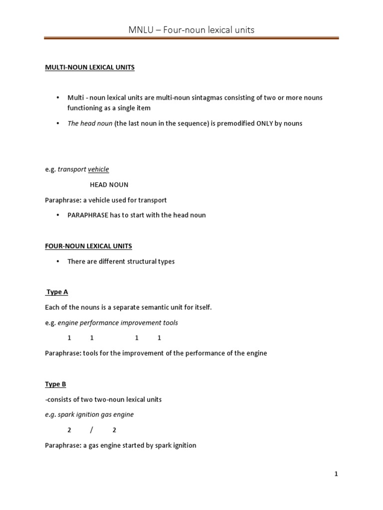 Four-Noun Lexical Units | PDF | Transport | Traffic