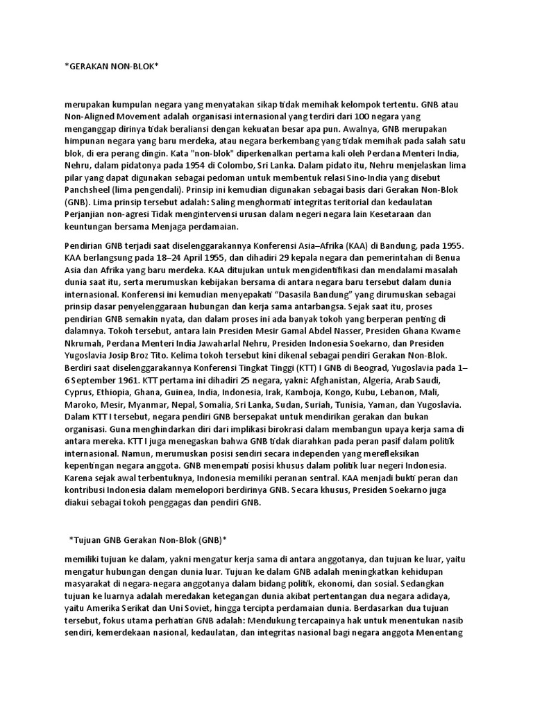 Gerakan Non Blok | PDF