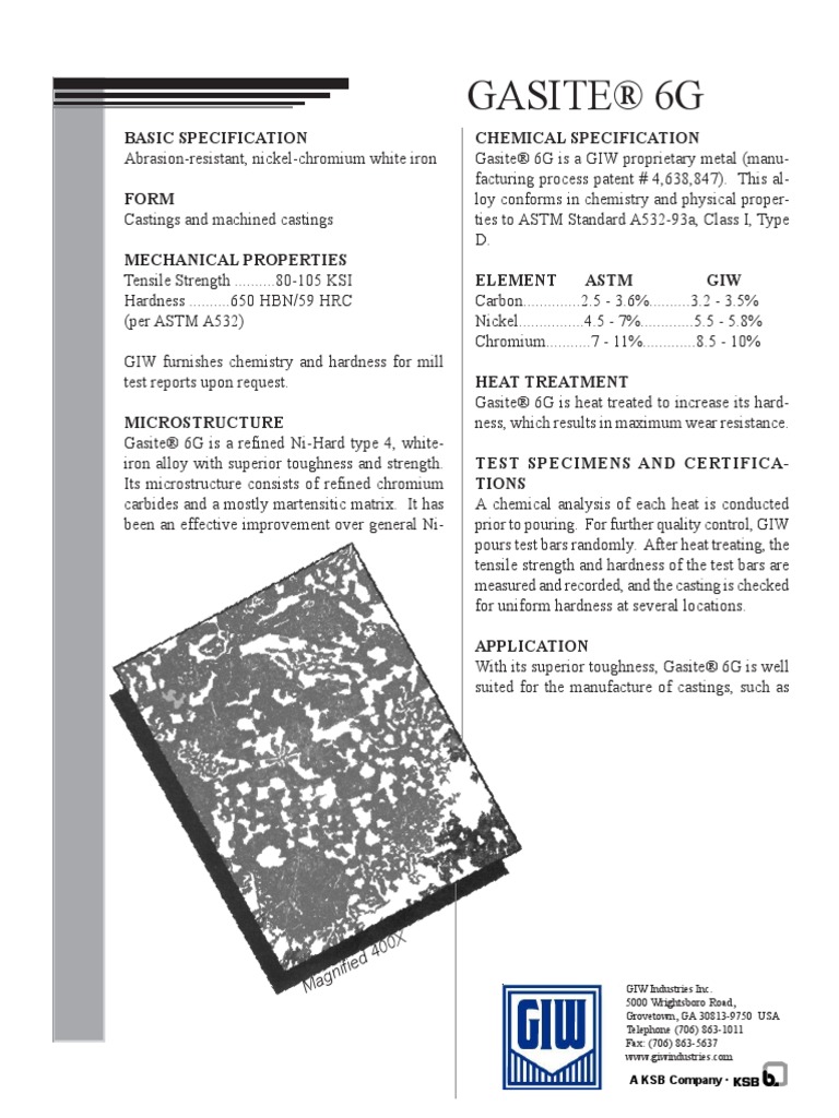 6g KSB | PDF | Heat Treating | Cast Iron