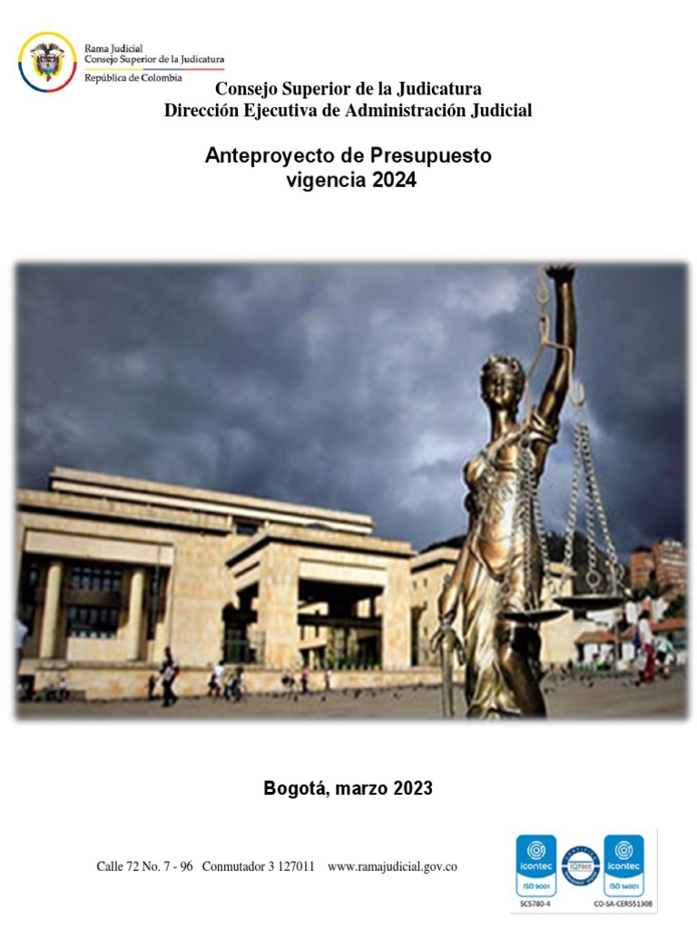 Anteproyecto de Presupuesto 2024 - Rama Judicial | PDF | Presupuesto | Judicaturas