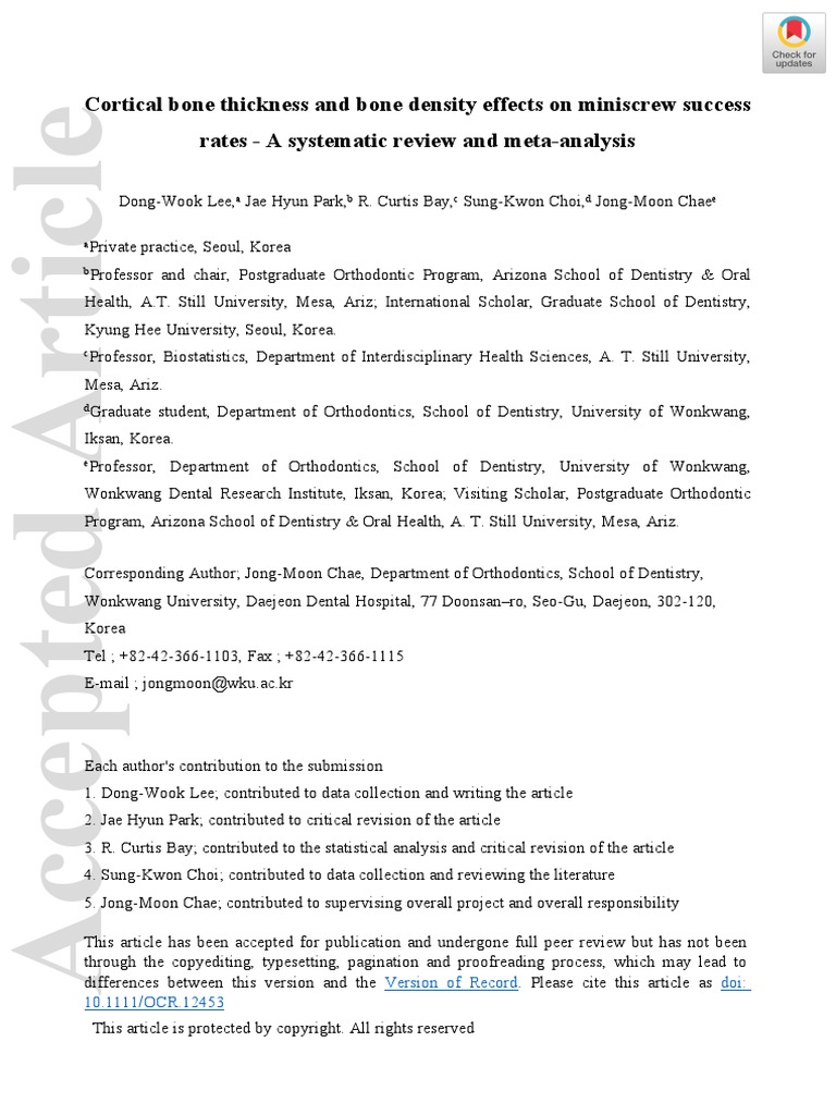 Cortical Bone Thickness and Bone Density Effects | PDF | Systematic ...