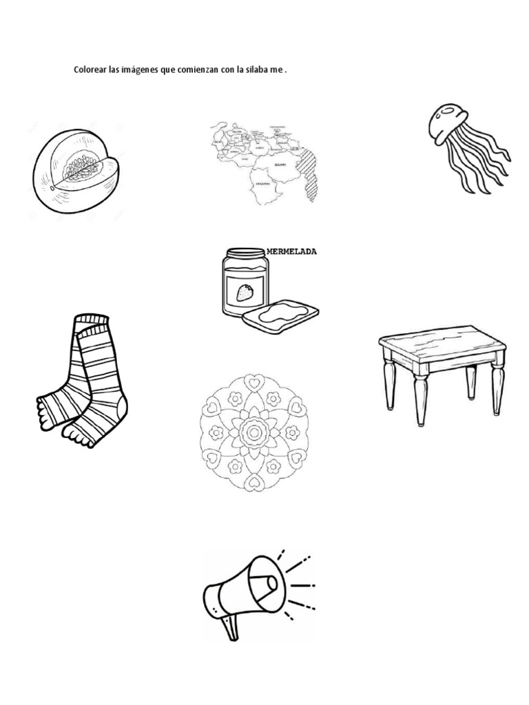 Colorear Las Imágenes Que Comienzan Con La Silaba Me | PDF