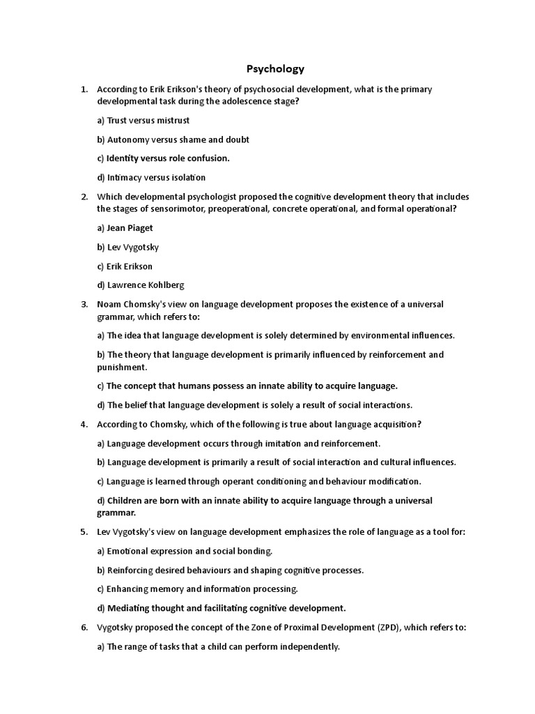 MCQ Psych | PDF | Developmental Psychology | Cognitive Development