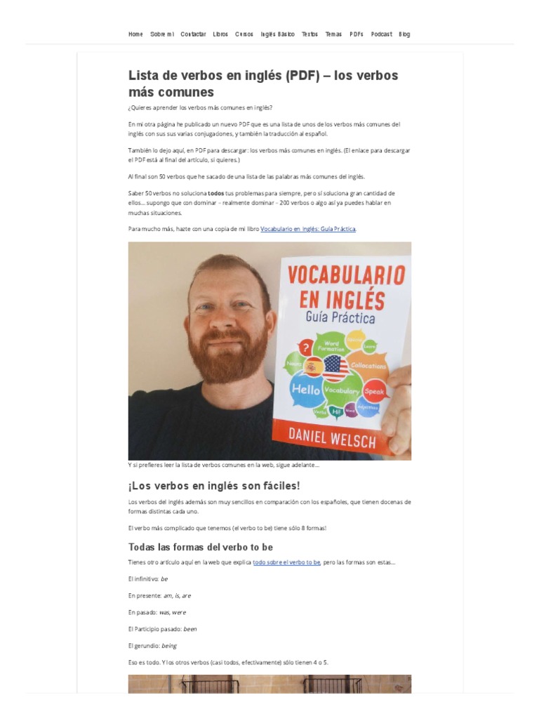Lista De Verbos En Inglés Pdf 50 Verbos Más Comunes Pdf Verbo