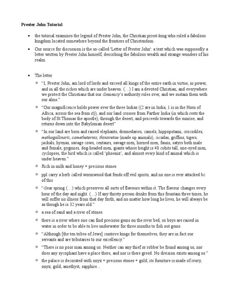 The Legend of Prester John Explained | PDF