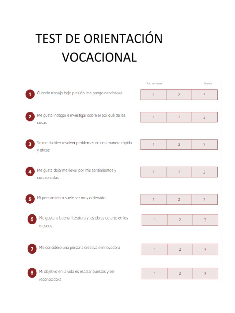 Test de orientacion vocacional pdf chile