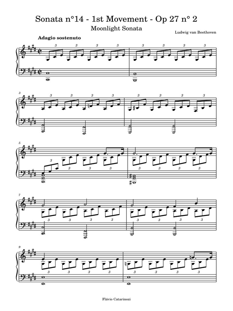 Moonlight Sonata Sheet Music PDF | PDF | Piano Sonata No. 14 (Beethoven ...
