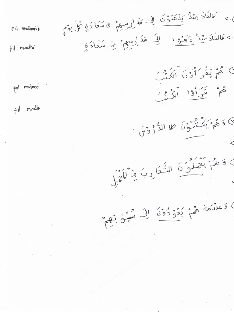 Materi Fiil Mudhori (Latihan Merubah Fiil Mudhorik Ke Fiil Madhi) 002 | PDF