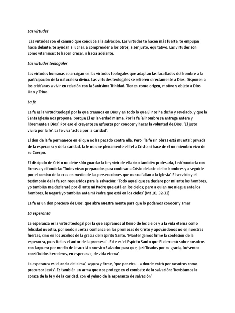 Virtudes Teologales y Cardinales Explicadas | PDF | Fe | Salvación