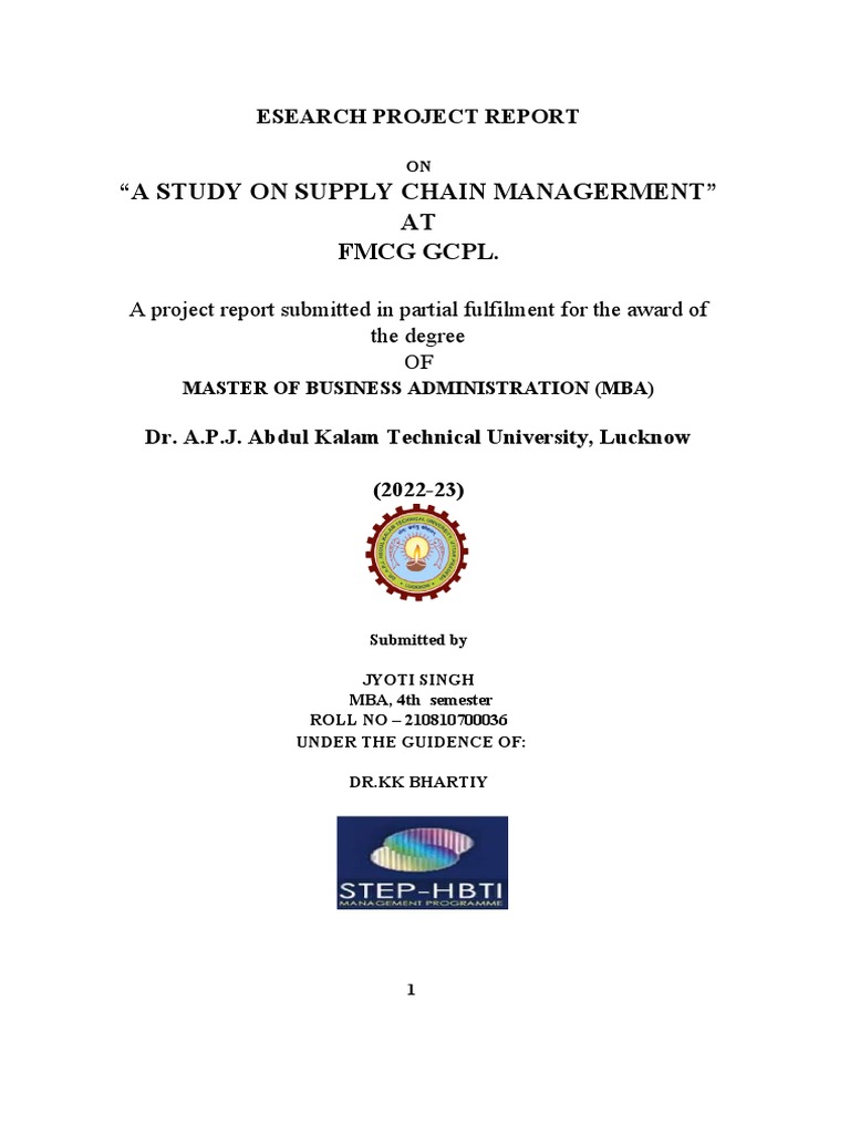 RESEARCH REPORT Jyoti Singh | PDF | Inventory | Supply Chain