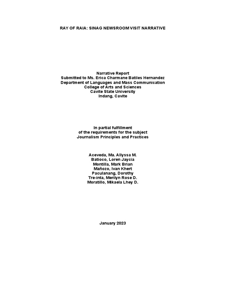 Narrative-Report GROUP 1 | PDF