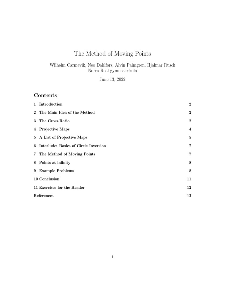 The Method of Moving Points Norra Real | PDF | Infinity | Circle