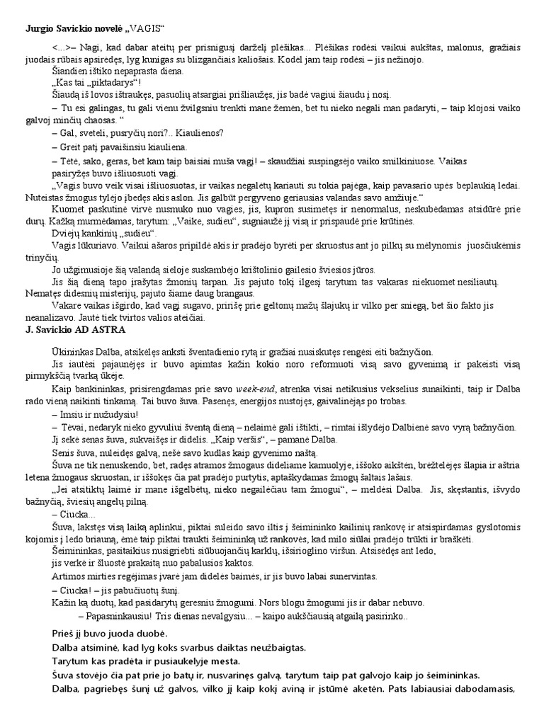 Savickio Ir Biliuno Noveliu Citatos | PDF