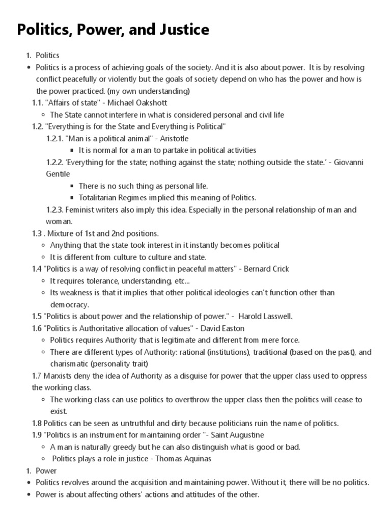 Politics, Power, and Justice | PDF