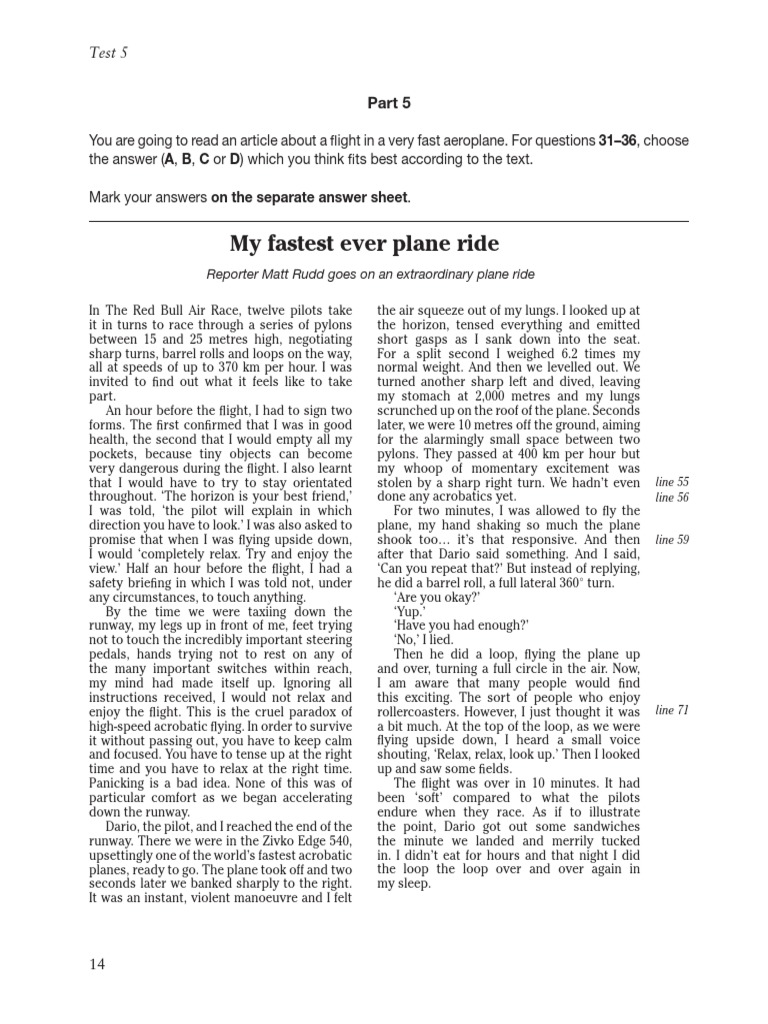 Reading-My Fastest Ever Plane Ride | PDF