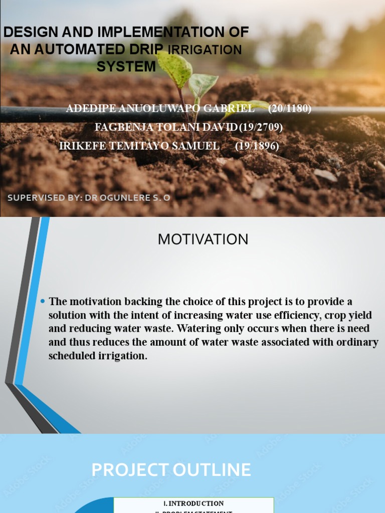 Automated Drip Irrigation System Design | PDF | Irrigation | Automation