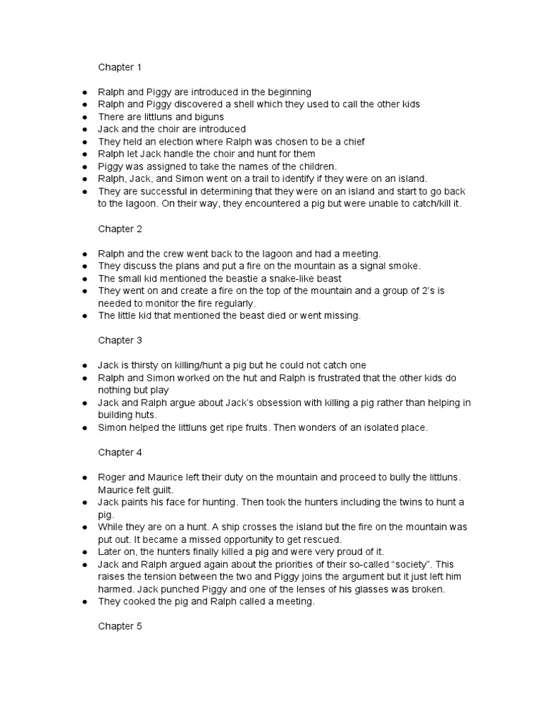 Notes For Lord of The Flies | PDF