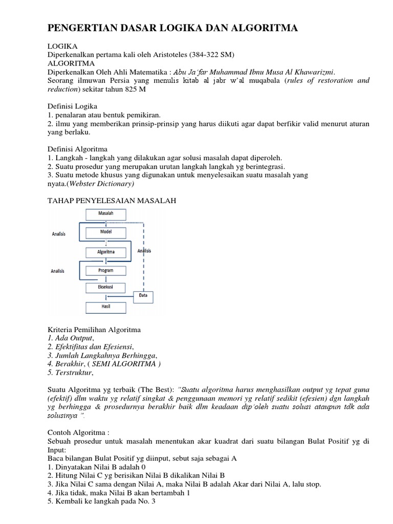 Rangkuman Pertemuan 1 Logika Algoritma | PDF