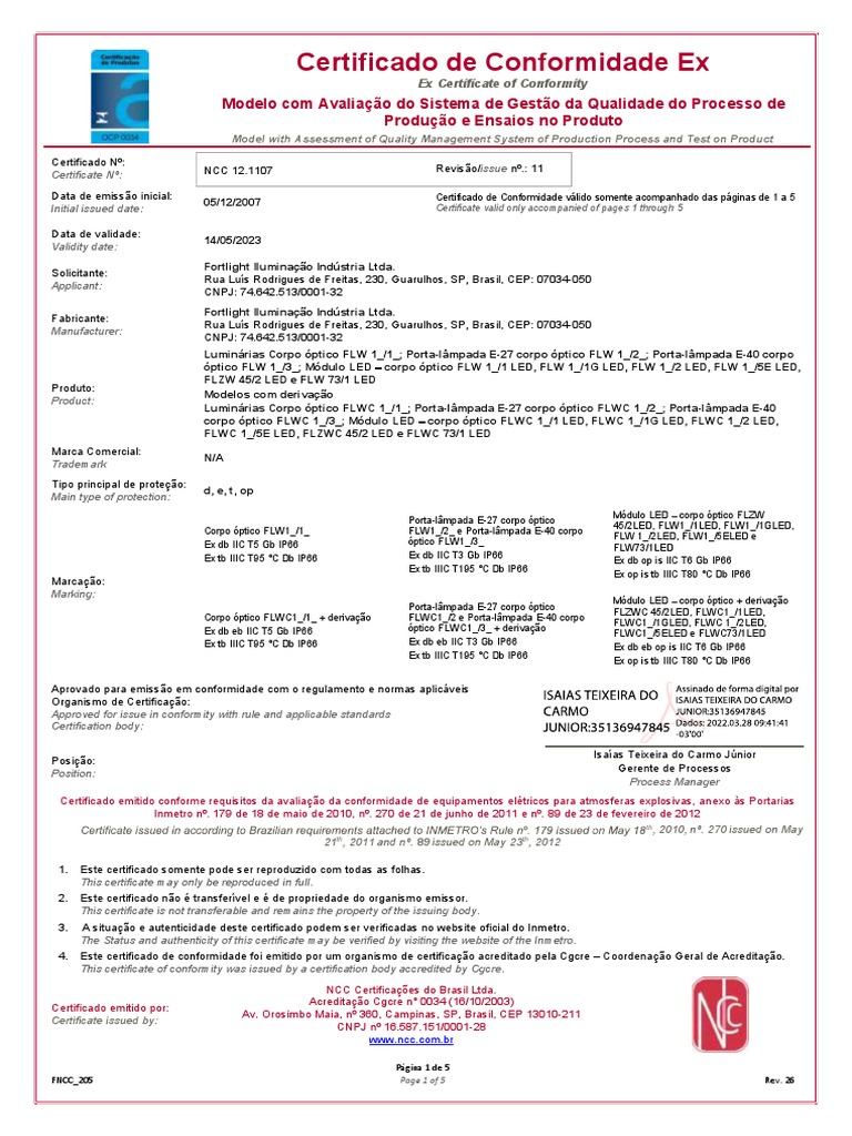 Certificado de Conformidade Ex | PDF | Regulamentação