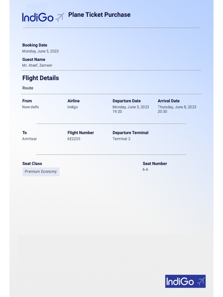 Indigo Booking | PDF