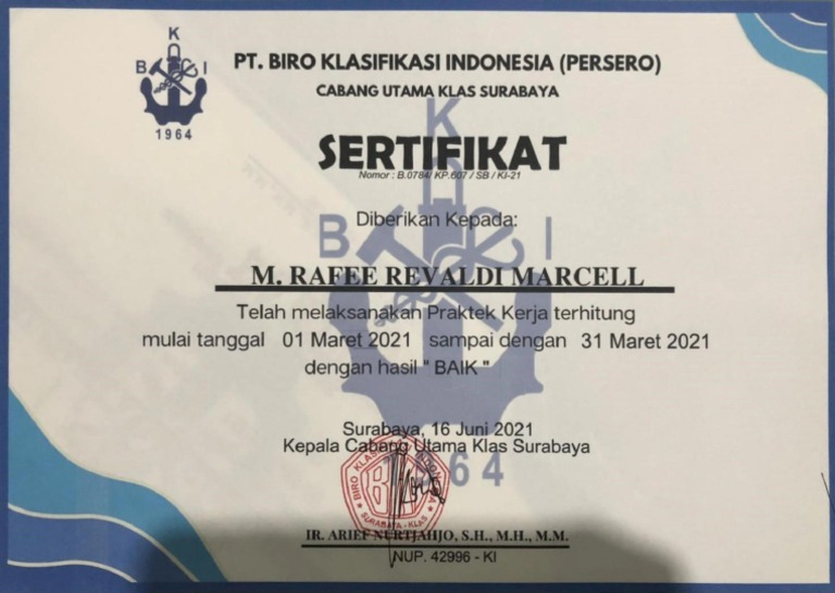 Sertifikat Magang BKI | PDF