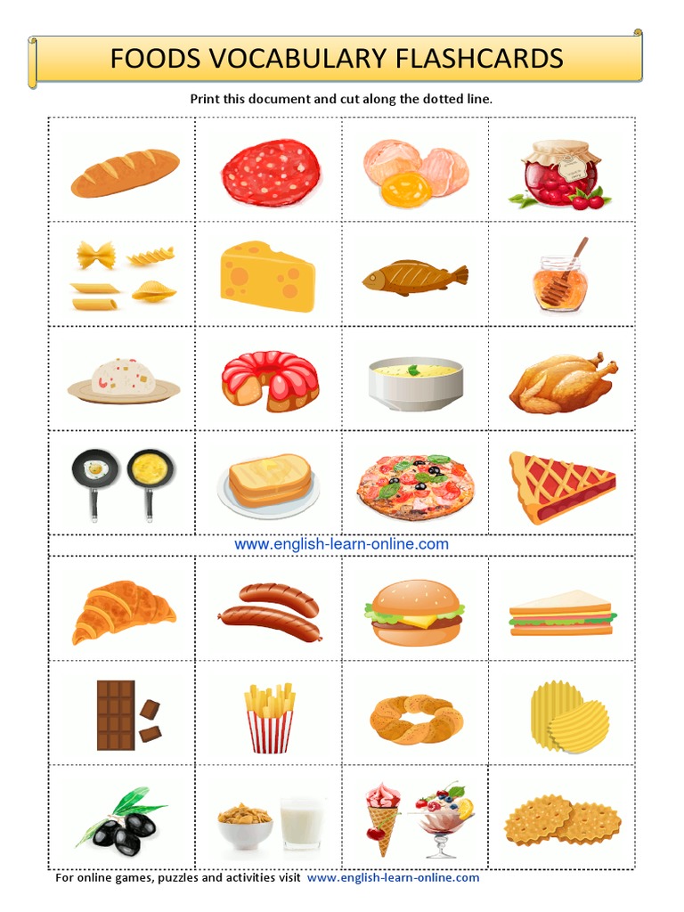foods-vocabulary-flashcards-worksheet | PDF