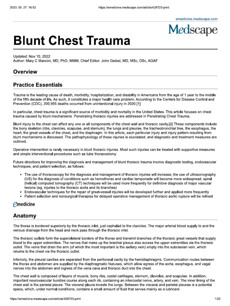 Blunt Chest Trauma | PDF